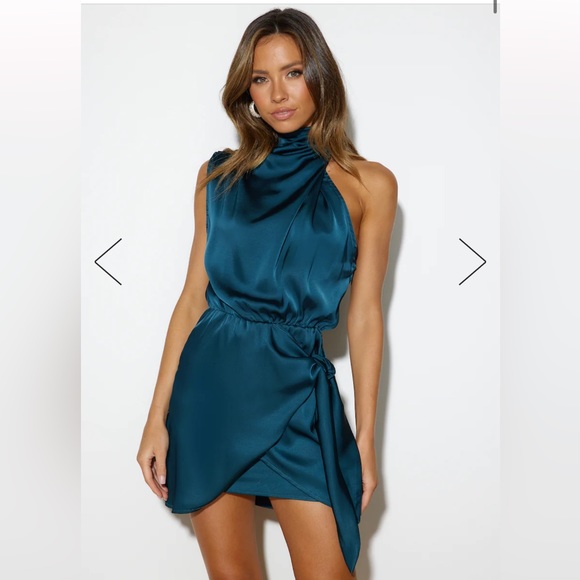 Hello Molly | Dresses | Teal Satin Mini Dress | Poshmark